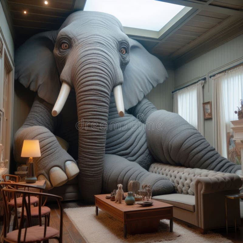 Visualisation of the Expression "Elephant in the Room". Stock ...