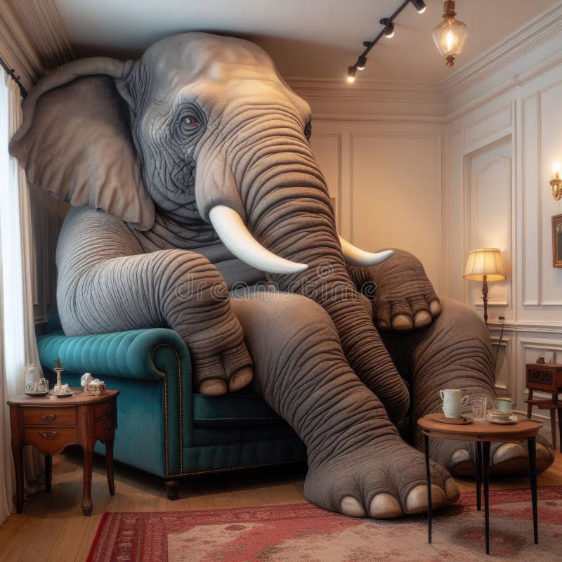 Visualisation of the Expression "Elephant in the Room". Stock ...