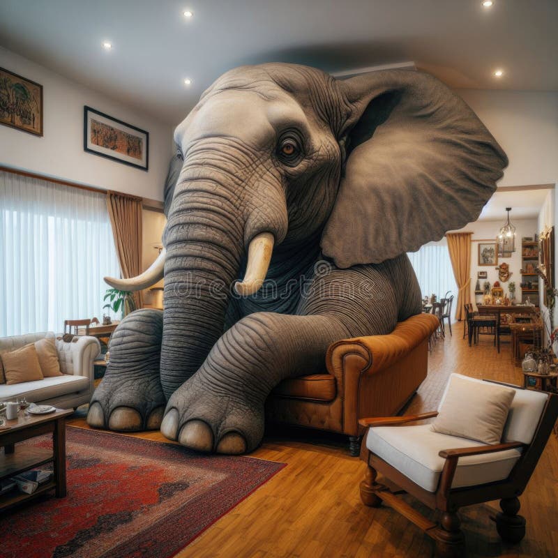 Visualisation of the Expression "Elephant in the Room". Stock ...