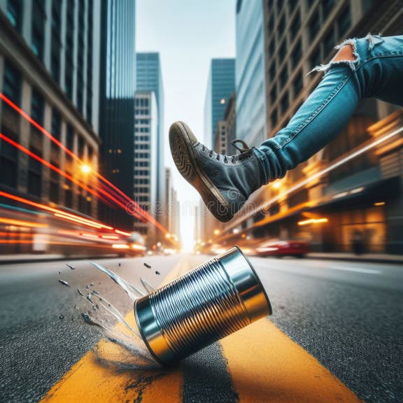 Visualisation of the Expression "Kick the Can". Stock Illustration ...