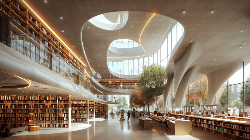 Visualisation of a Modern City Library. Stock Illustration ...