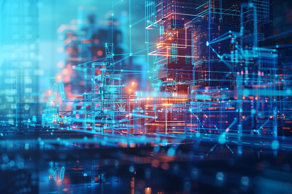 Visualization Architectural Blueprint Wireframe Building Representing ...