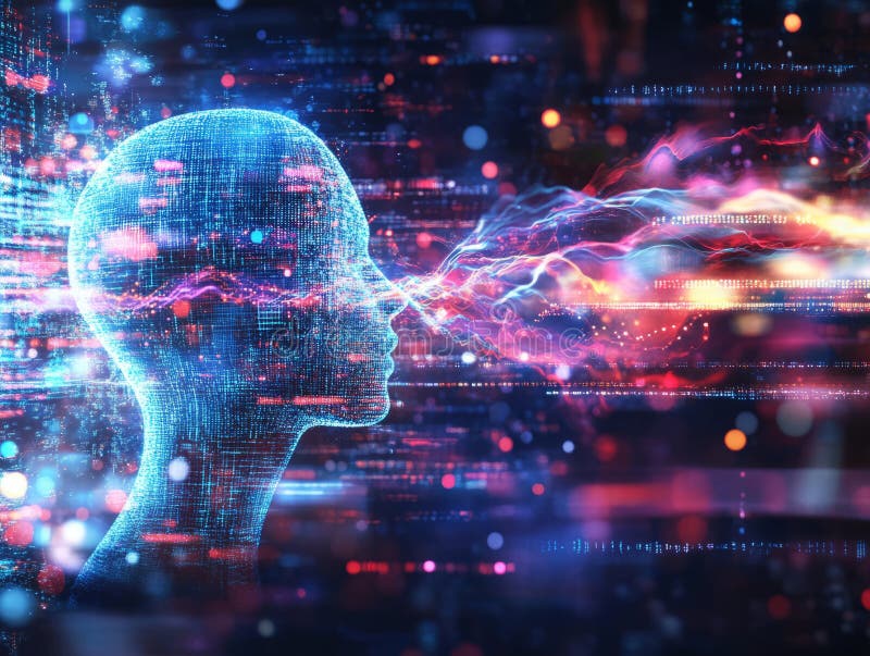 Artificial Intelligence Generating Voices with Colorful Waves Stock ...