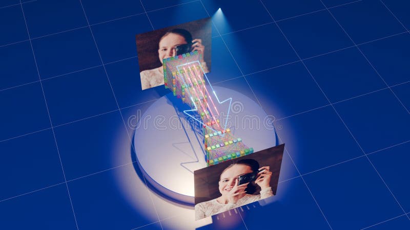 Visualization Of Autoencoder For Image Denoising From Noisy Input To Clean Output 3d Rendering 9020
