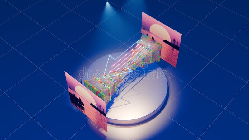 Visualization Of Autoencoder For Image Denoising From Noisy Input To Clean Output 3d Rendering