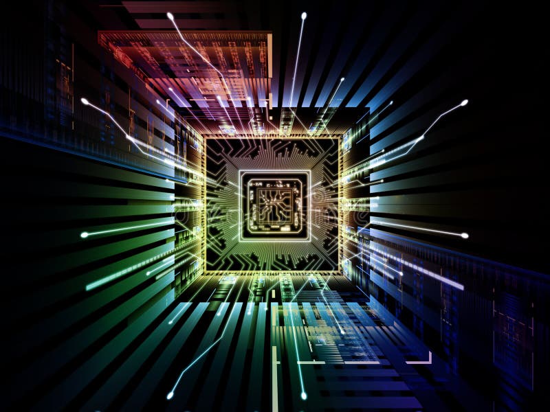 Visualization av CPU stock illustrationer. Illustration av cyberrymd ...