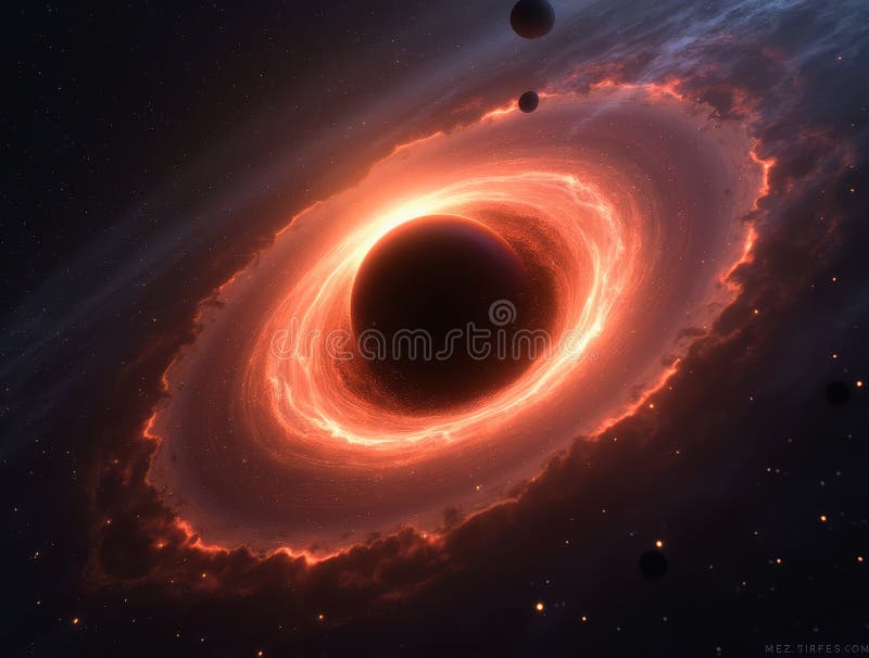 Black Hole Absorbing Matter and Emitting Orange Light in Deep Space ...
