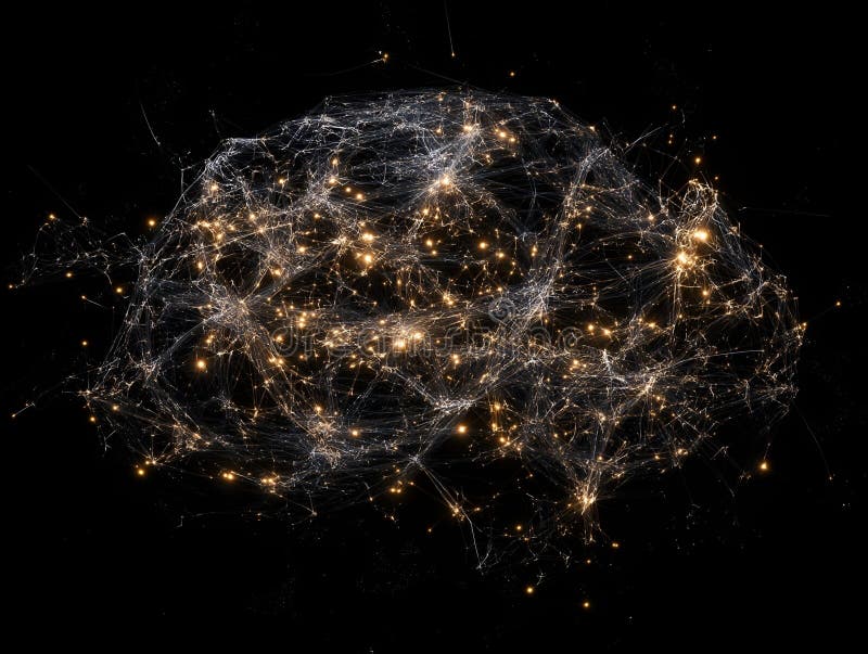 Brain Network, Nodes and Connections, Dark Background, Subtle Light ...