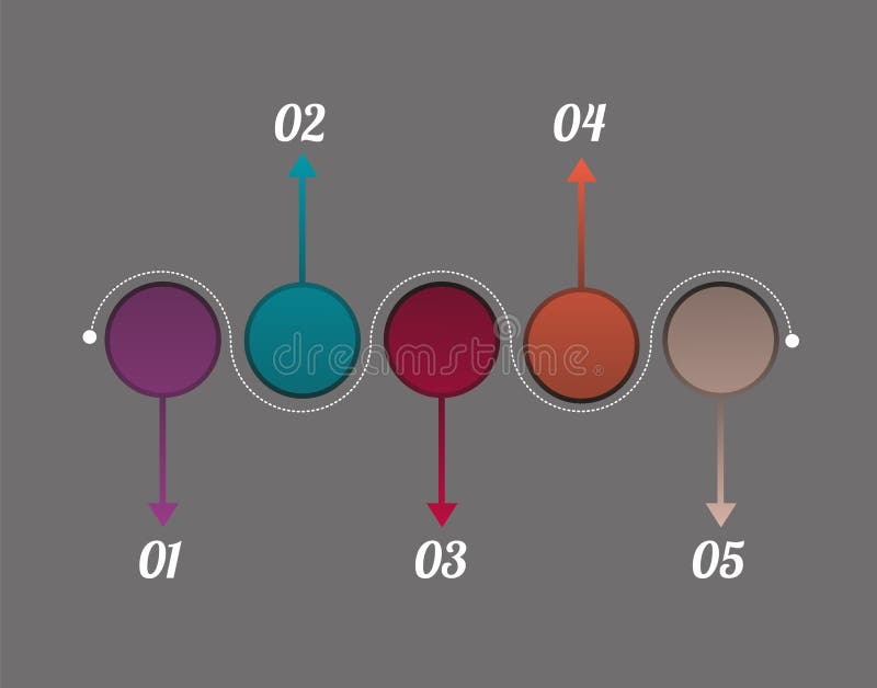 Infographics with Five Circles with Arrow Numbers Stock Illustration ...