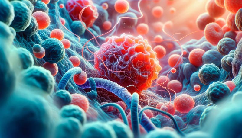 Visualization of Cancer Cells and Healthy Tissue Stock Illustration ...