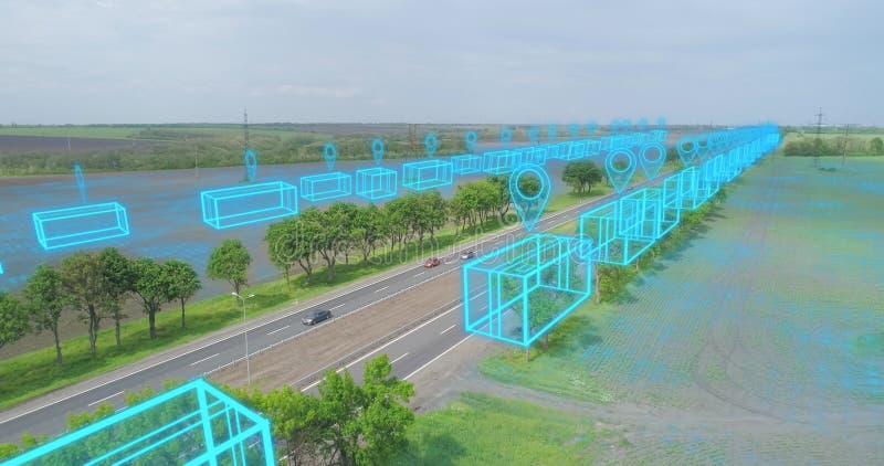 Visualization of Cargo Delivery. Smart Delivery Concept. Delivery of ...