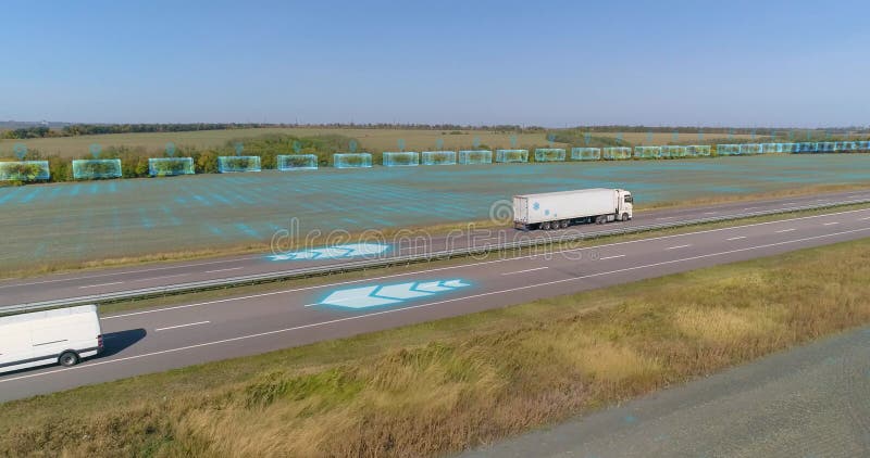 Cargo Delivery by Trucks Concept. Smart Cargo Delivery. Boxes with ...