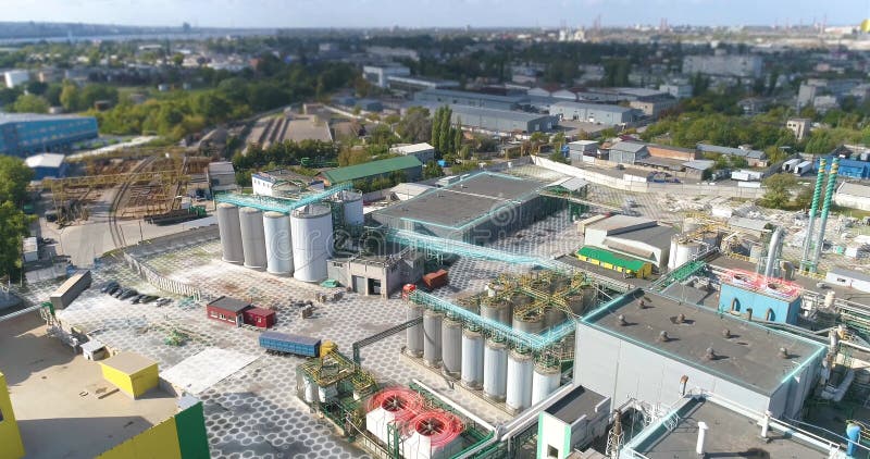 The Concept of a Modern Factory. Drone Shot of a Modern Futuristic ...