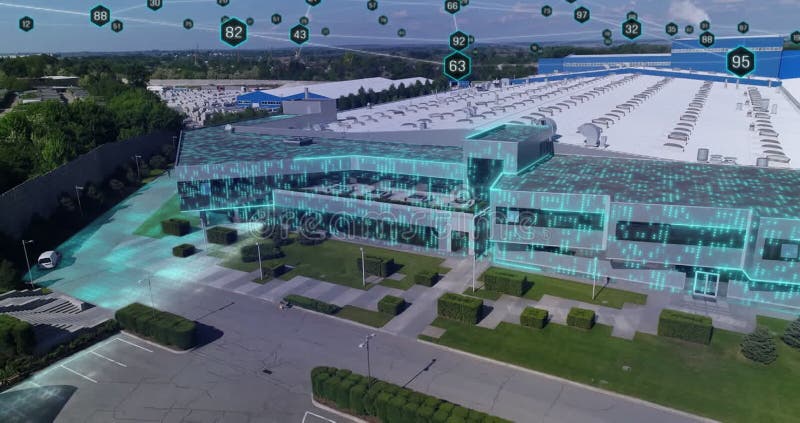 Digitalization of Production. Modern Factory Aerial View. Concept of a ...