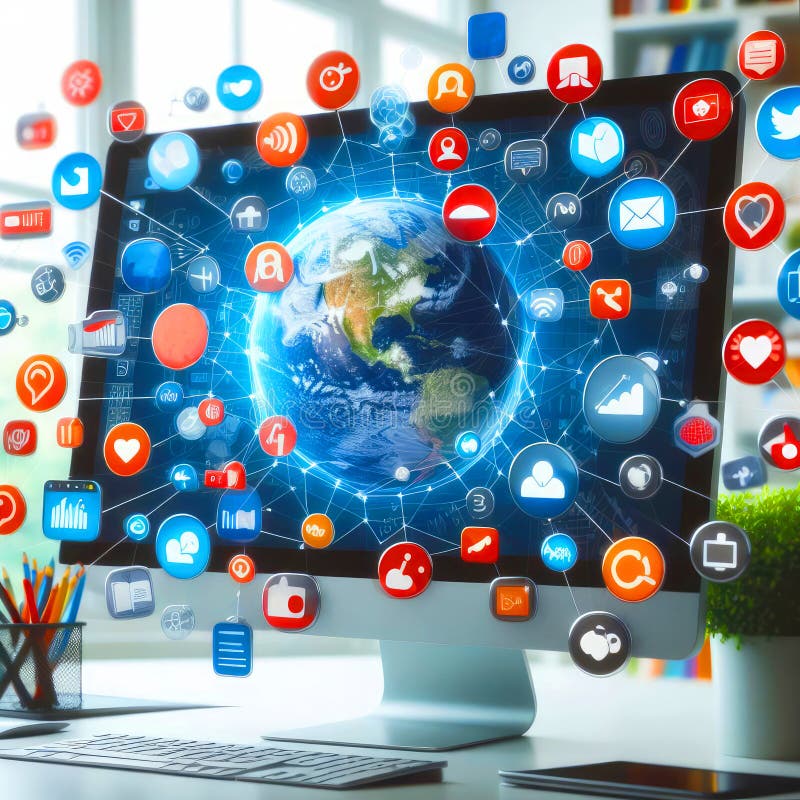 Visualization of the Concept of Global Communication, Internet Usage ...