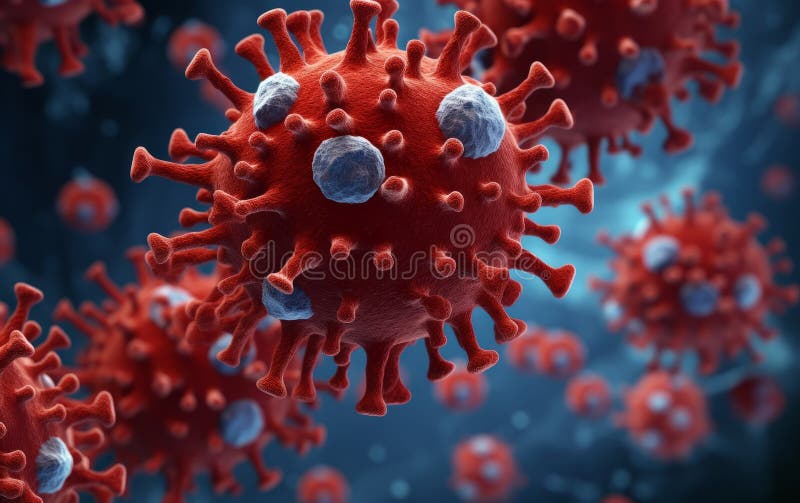 Red Virus or Bacteria Macro in the Body of Person Infected with ...