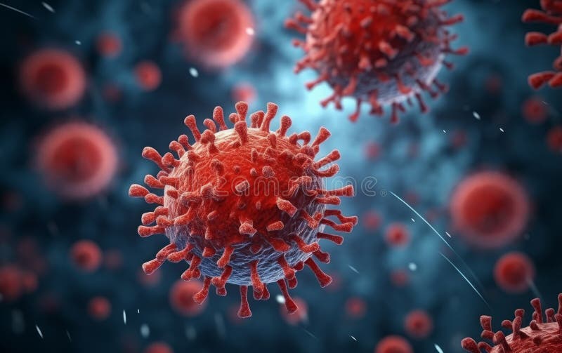 Red Virus or Bacteria Macro in the Body of Person Infected with ...