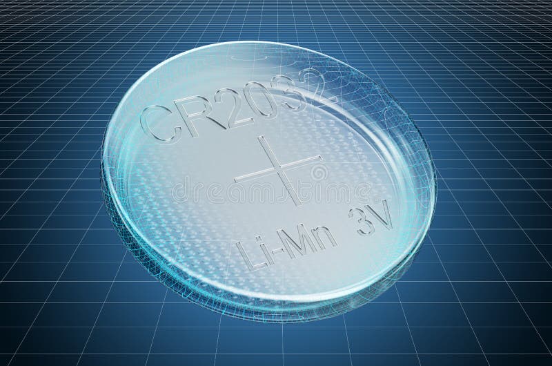 Visualization 3d Cad Model of Button Cell, Blueprint. 3D Rendering ...