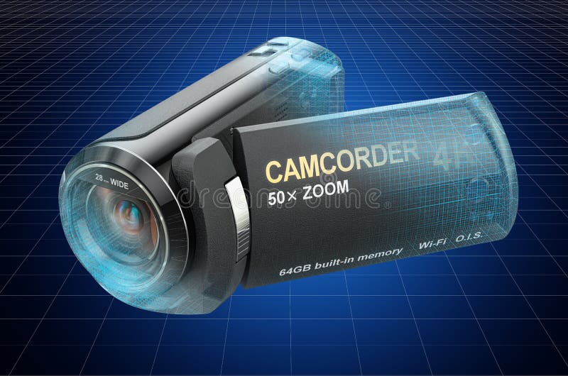 Visualization 3d Cad Model of Camcorder, Blueprint. 3D Rendering Stock ...