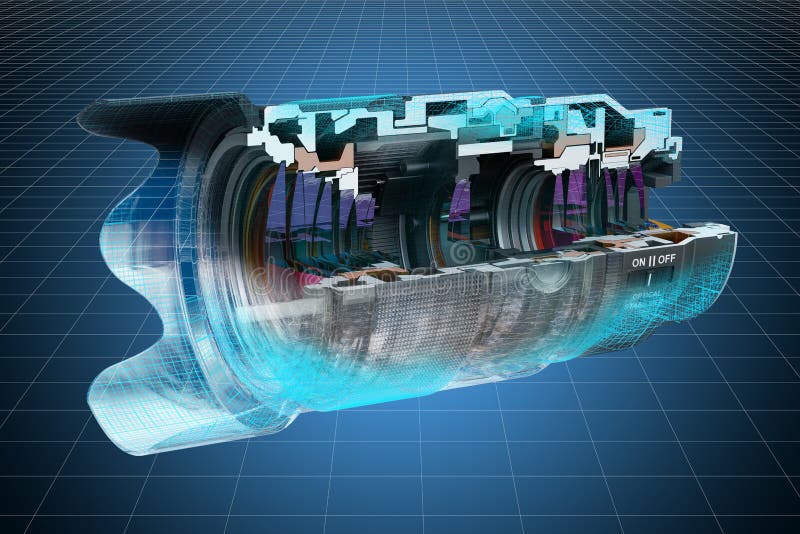 Visualization 3d Cad Model of Camera Lens, Blueprint. 3D Rendering ...