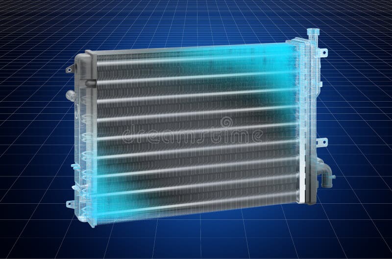 Visualization 3d Cad Model of Car Radiator, Blueprint. 3D Rendering ...