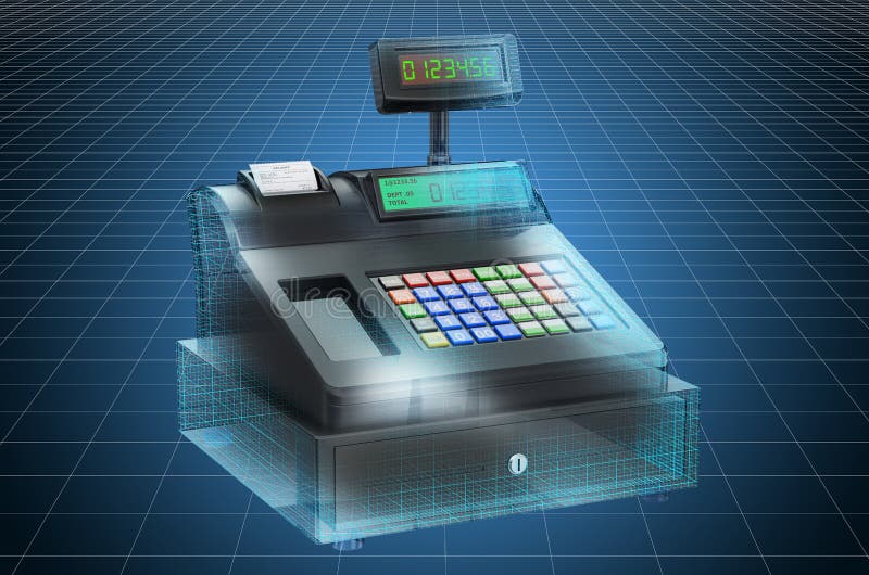 Visualization 3d Cad Model of Cash Register. 3D Rendering Stock ...