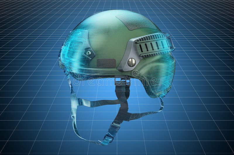 Visualization 3d Cad Model of Combat Helmet. 3D Rendering Stock ...