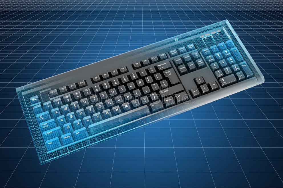 Visualization 3d Cad Model of Computer Keyboard, 3D Rendering Stock ...