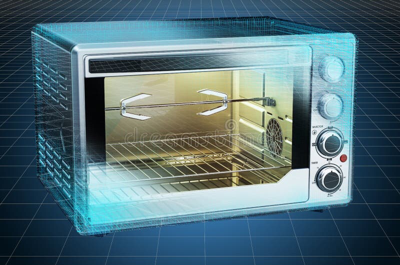 Visualization 3d Cad Model of Convection Toaster Oven, Blueprint. 3D ...
