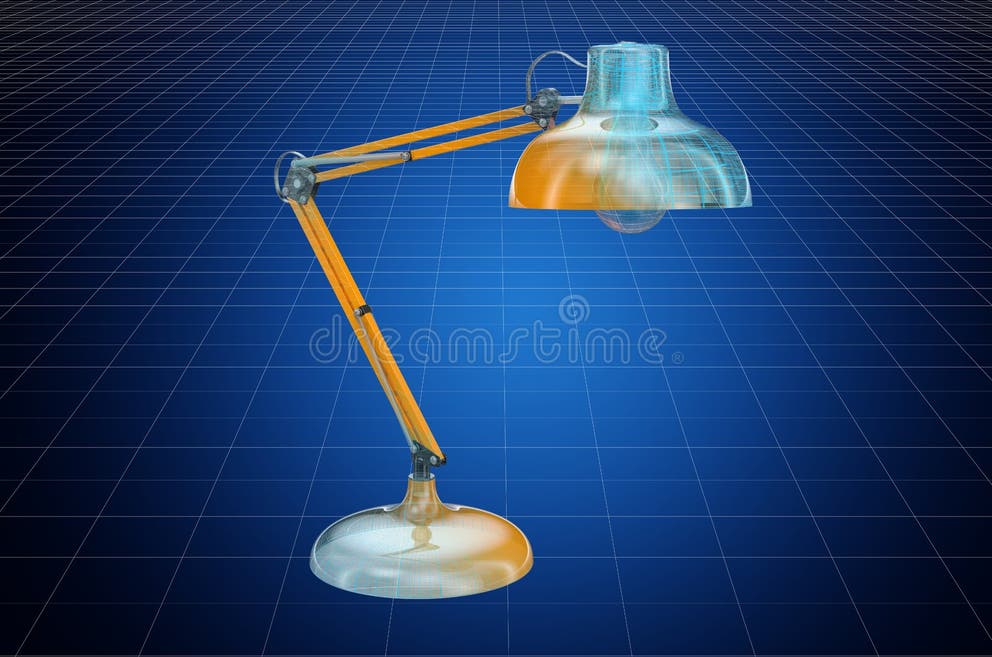 Visualization 3d Cad Model of Desk Lamp, Blueprint. 3D Rendering Stock ...