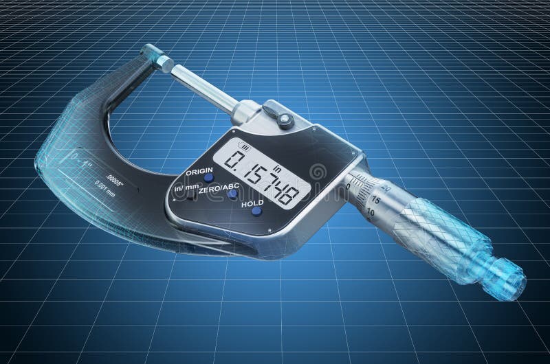 Visualization 3d Cad Model of Digital Micrometer, Blueprint. 3D ...