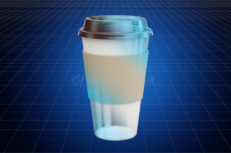 Visualization 3d Cad Model of Disposable Cup, Blueprint. 3D Rendering ...