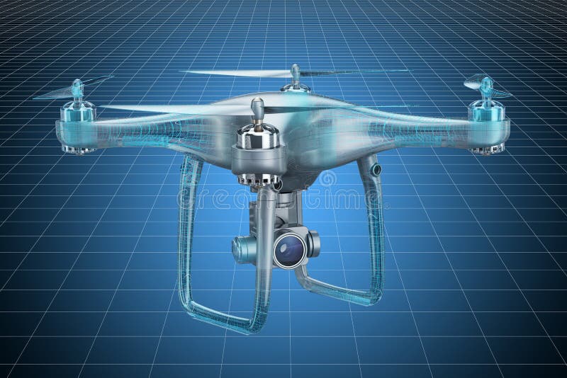 Visualization 3d Cad Model of Drone Quadrocopter, Blueprint. 3D ...