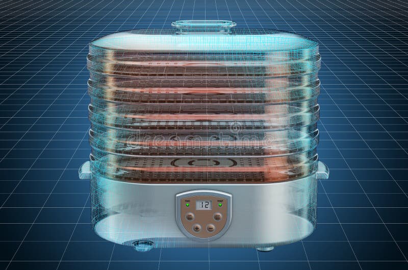 Visualization 3d Cad Model of Electric Food Dehydrator, Blueprint. 3D ...