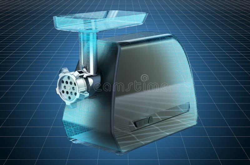 Visualization 3d Cad Model of Electric Meat Grinder, Blueprint. 3D ...