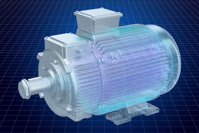 Visualization 3d Cad Model of Electric Motor, 3D Rendering Stock ...