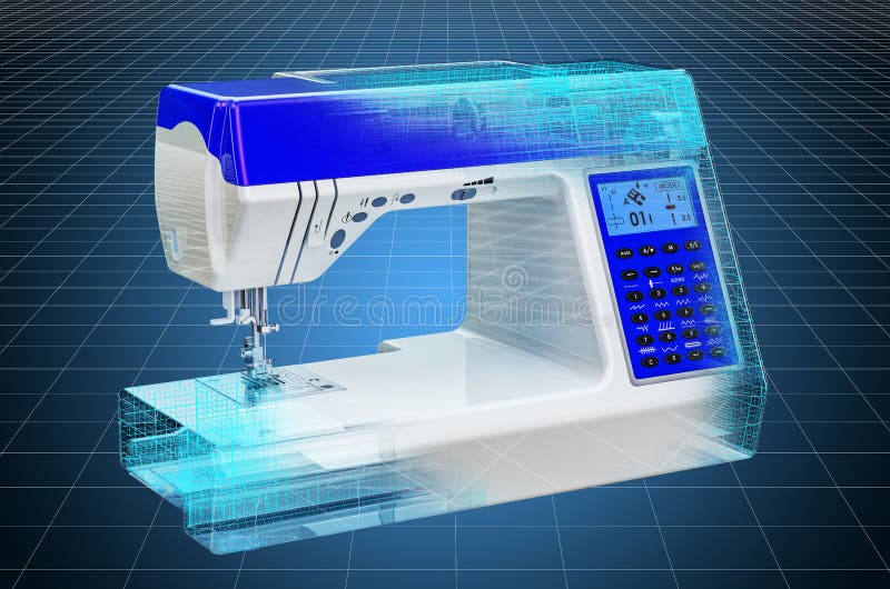 Visualization 3d Cad Model of Electronic Sewing Machine, Blueprint. 3D ...