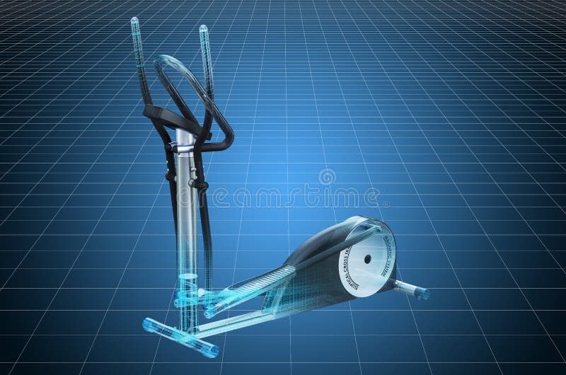 Visualization 3d Cad Model of Elliptical Trainer, Blueprint. 3D ...