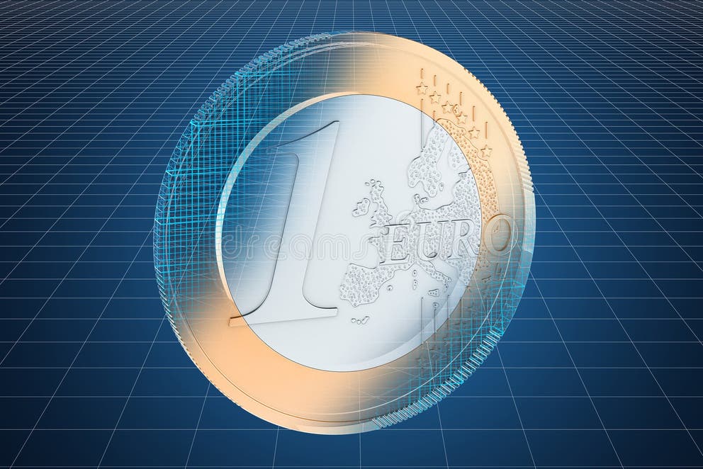 Visualization 3d Cad Model of Euro Coin, 3D Rendering Stock ...