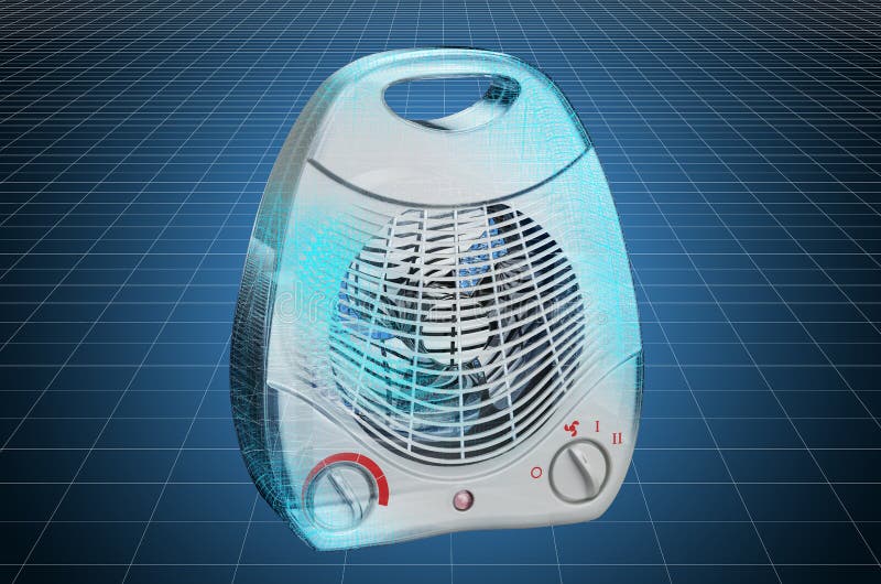 Visualization 3d Cad Model of Fan Heater, Blueprint. 3D Rendering Stock ...