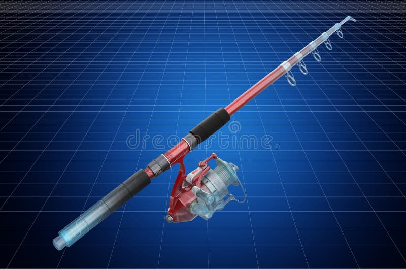 Visualization 3d Cad Model of Fishing Rod, Blueprint. 3D Rendering ...