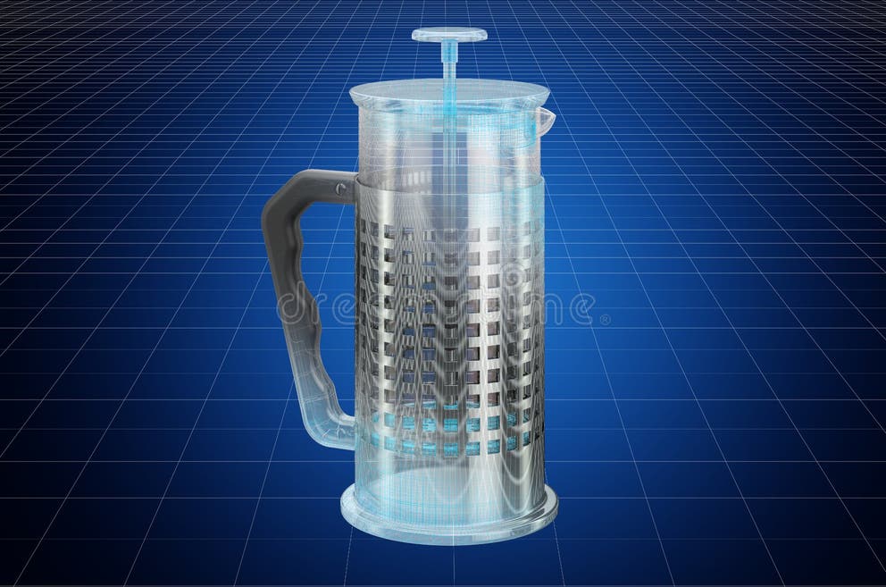 Visualization 3d Cad Model of French Press, Blueprint. 3D Rendering ...
