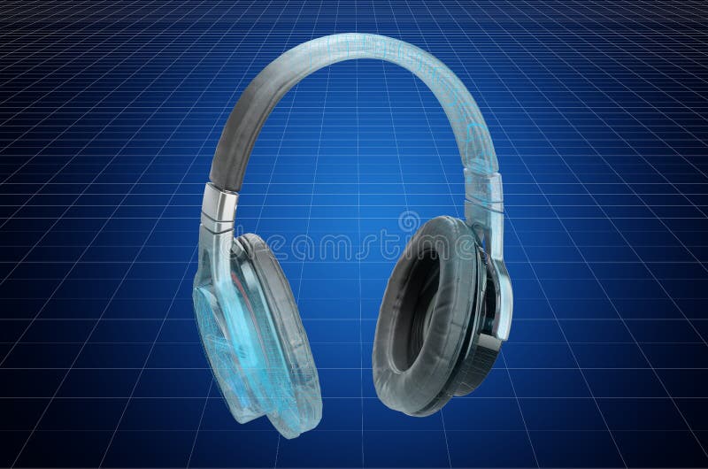 Visualization 3d Cad Model of Headphones, Blueprint. 3D Rendering Stock ...