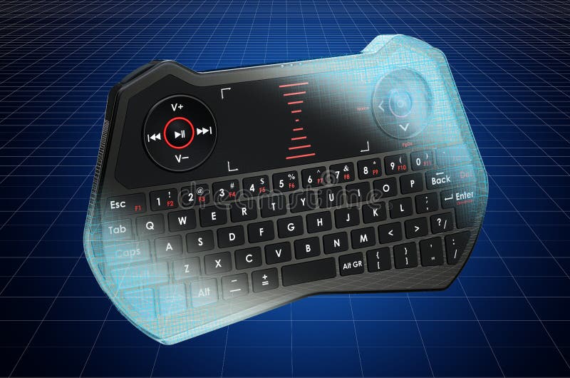 Visualization 3d Cad Model of Mini Keyboard, Blueprint. 3D Rendering ...
