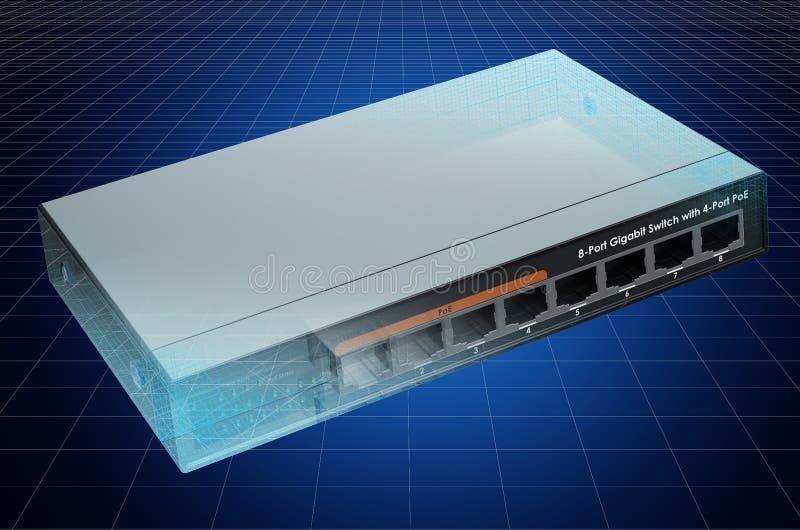 Visualization 3d Cad Model of Network Switch, Blueprint. 3D Rendering ...