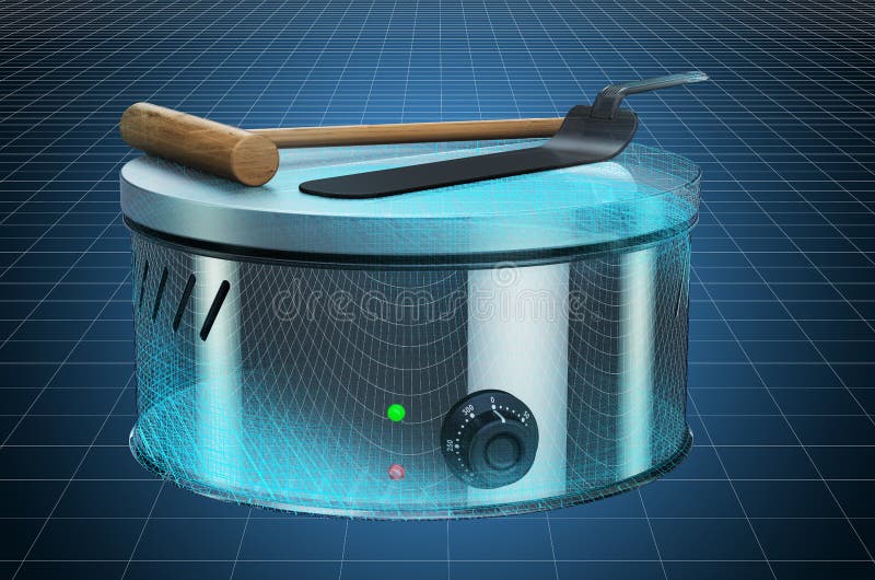 Visualization 3d Cad Model of Pancake Maker or Crepe Maker, Blueprint ...