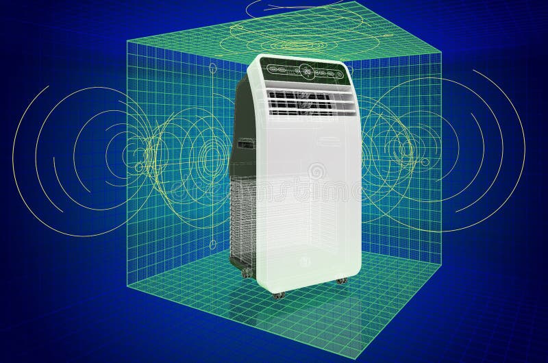 Visualization 3d Cad Model Of Portable Air Conditioner, Blueprint. 3D ...