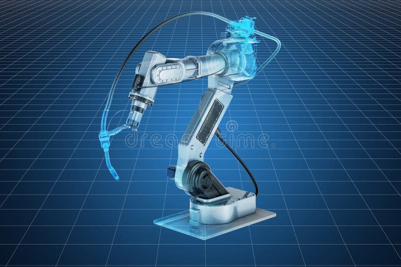 Visualization 3d Cad Model of Robot Welding, 3D Rendering Stock ...