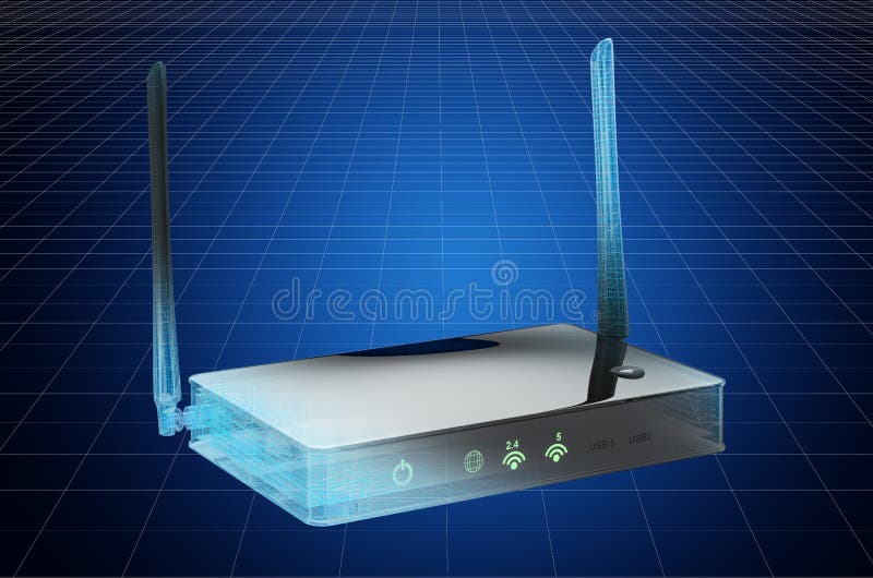 Visualization 3d Cad Model of Router, Blueprint. 3D Rendering Stock ...
