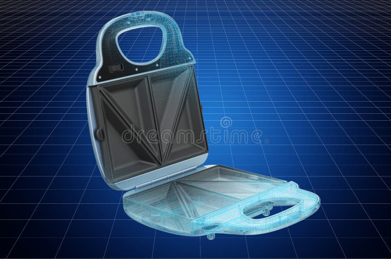 Visualization 3d Cad Model of Sandwich Toaster Blueprint. 3D Rendering ...